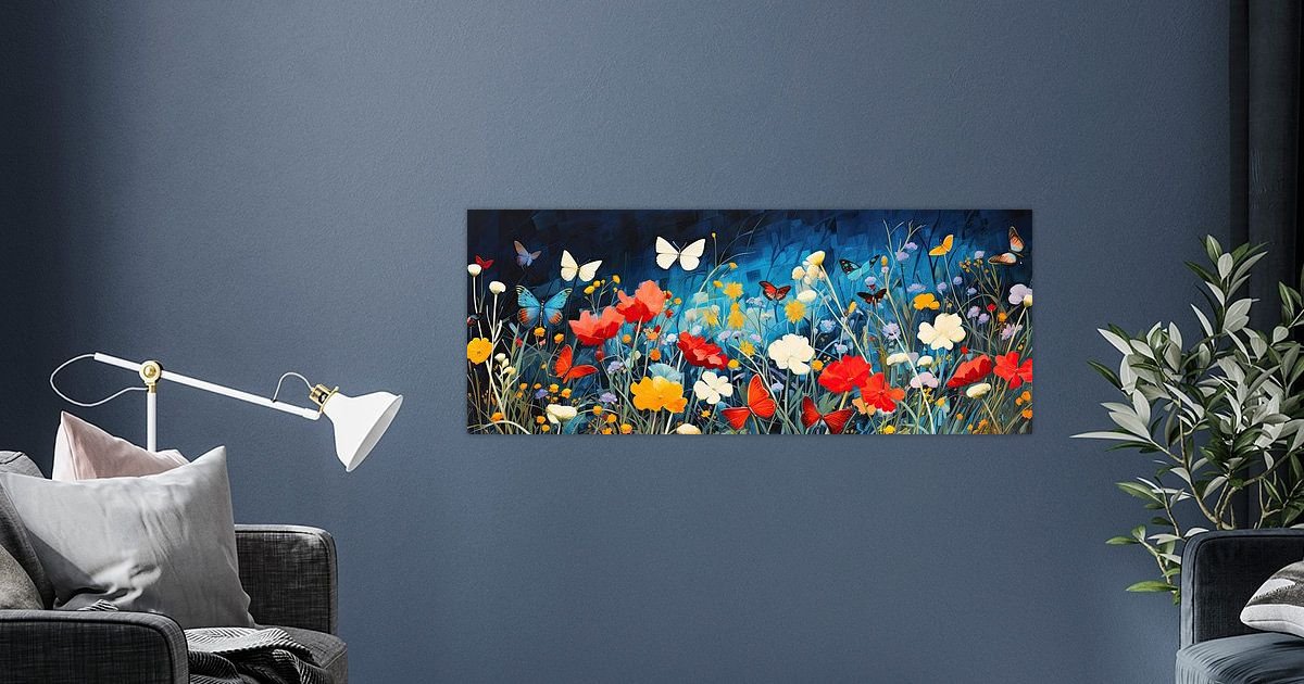 Bloemenveld van De Mooiste Kunst op canvas, behang en meer